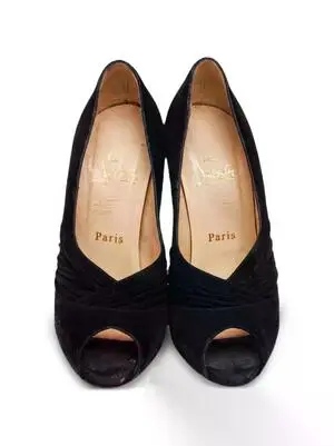 CHRISTIAN LOUBOUTIN Suede Peep-toe Pumps - Black