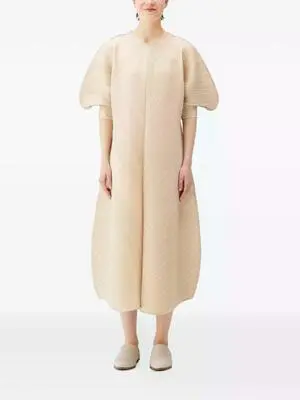 Issey Miyake Coast Pleated Midi Dress - Neutrals