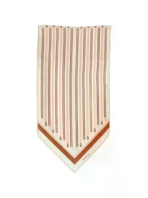 FERRAGAMO Gancini Stripe Scarf - Neutrals