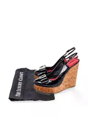 Carolina Herrera Bow Wedge Sandals