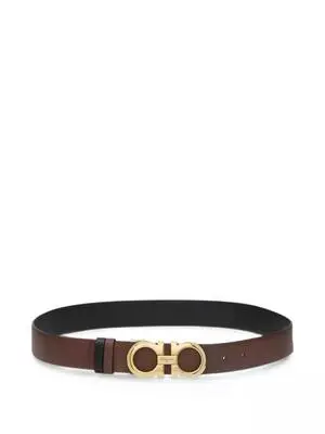 FERRAGAMO Gancini Buckle Leather Belt - Brown