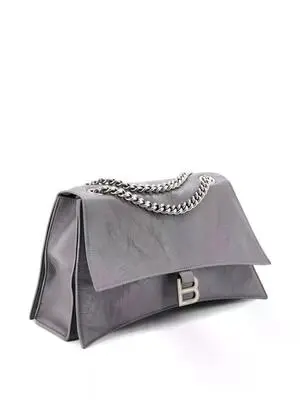 Balenciaga Crush Chain Flap Bag Leather Shoulder Bag - Grey