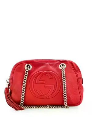 Gucci Soho Chain Zip Leather Small Shoulder Bag - Red