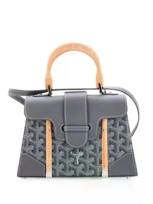Goyard Structured Saigon Top Handle Bag Coated Canvas With Leather Mini Satchel - Grey