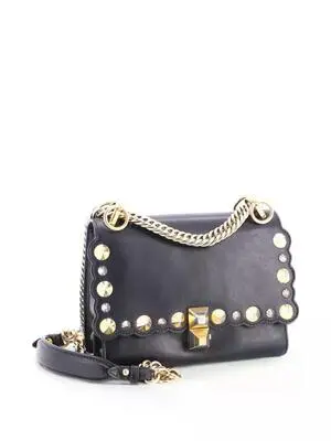 Fendi Kan I Bag Studded Leather Shoulder Bag - Black