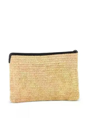 Celine Raffia Sequined Logo Pouch