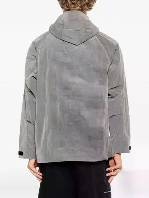 AGNES B. Hooded Grid-pattern Jacket