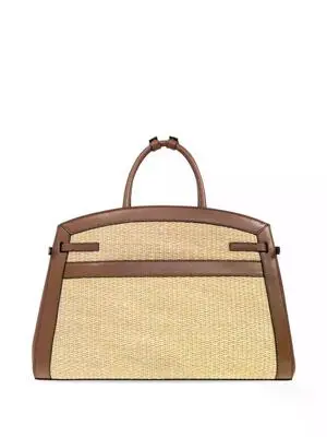DEMELLIER Hudson Raffia Leather Tote Bag