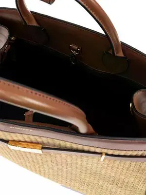 DEMELLIER Hudson Raffia Leather Tote Bag