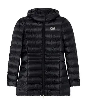 EA7 Quilted Hooded Jacket - Black