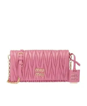 Miu Miu Matelassé Logo Detailed Foldover Shoulder Bag
