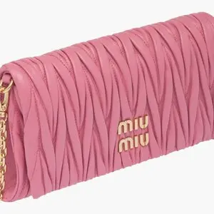 Miu Miu Matelassé Logo Detailed Foldover Shoulder Bag
