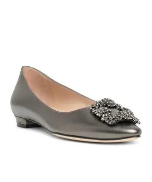 Manolo Blahnik Metallic Nappa Ballerinas