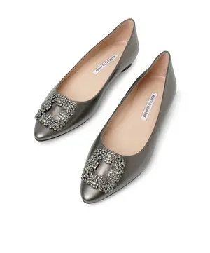 Manolo Blahnik Metallic Nappa Ballerinas