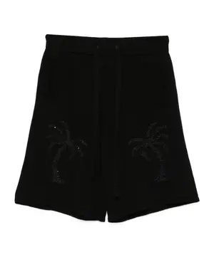 LANEUS Sequin Detailed Knitted Bermuda Shorts - Black