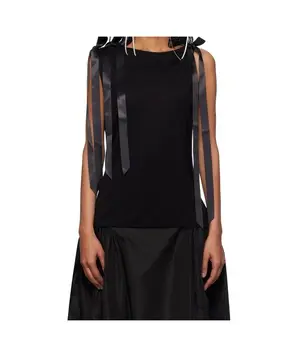 Simone Rocha Bow Ribbon Tail Tank Top - Black