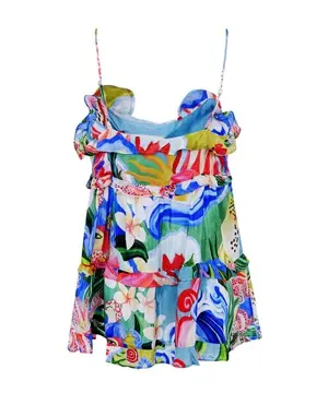 Farm Rio Floral Printed Ruffled Top - Multicolor