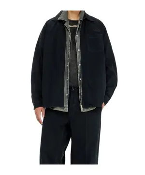 DIESEL® Oval D Logo Zip-up Shirt - Black