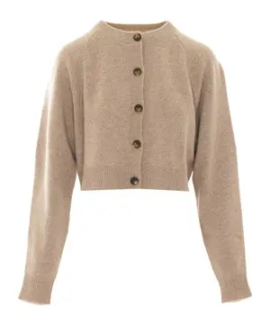 Loulou De Saison Heike Ribbed-knit Cropped Cardigan - Nude