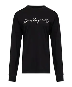 MAISON MARGIELA Long-sleeve Overdyed Handwritten-print T-shirt - Black