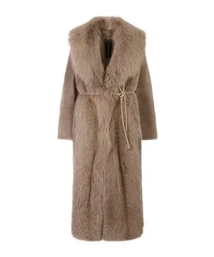 BLANCHA Long-sleeved Fur Coat - Brown