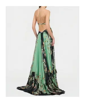 Roberto Cavalli Printed Halter-neck Maxi Dress With Cut-out Detailing