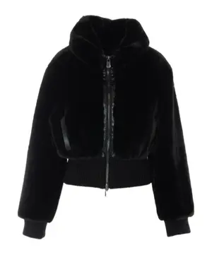 Pinko Faux-fur Ribbed-trim Jacket - Black