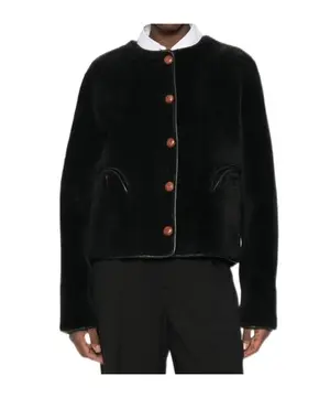 BLAZÉ MILANO Button-up Shearling Jacket - Black