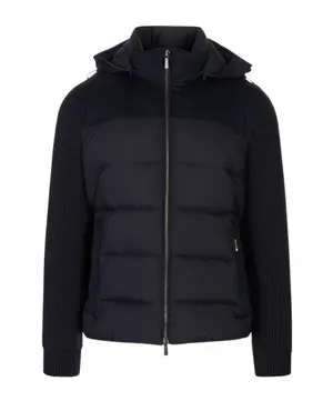 MOORER Panelled Hooded Jacket - Black