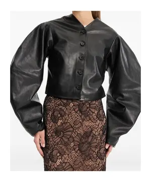ROTATE BY BIRGER CHRISTENSEN Button Leather Jacket