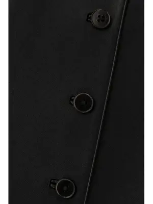 ROTATE BY BIRGER CHRISTENSEN Cropped Fitted Leather Jacket With Puff Sleeves - Black