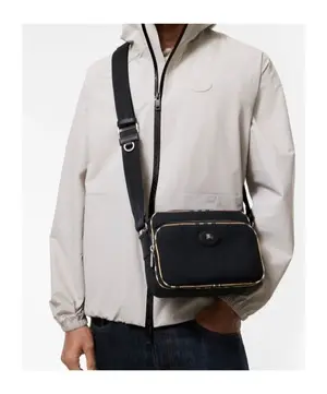 Burberry Checked Trim Zip Shoulder Bag