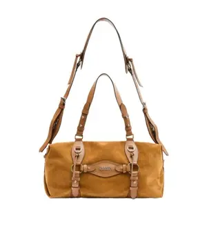 Isabel Marant Étoile Calfskin Suede And Leather Bowling Bag