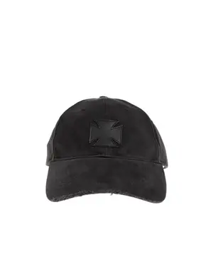 Vetements Leather Biker Cross Baseball Cap - Black