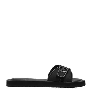 Michael Kors Logo-plaque Glitter Slides - Black