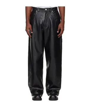 Vetements Hip-hop Leather Pants With Belt Loops - Black