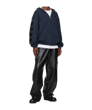 Vetements Hip-hop Leather Pants With Belt Loops