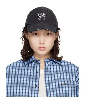 Vetements Global Mf Embroidered Text Sticker Cap