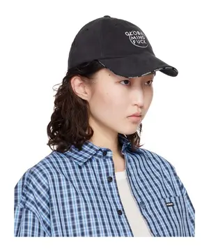 Vetements Global Mf Embroidered Text Sticker Cap