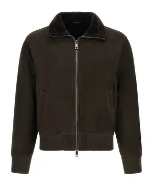 GIORGIO BRATO Long-sleeve Bomber Jacket - Brown