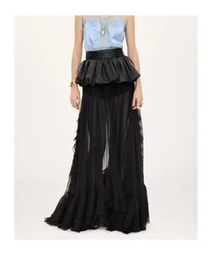 Chloé Ruffled Long Skirt In Silk Mousseline