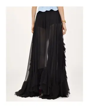 Chloé Ruffled Long Skirt In Silk Mousseline