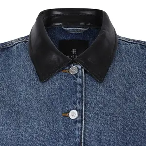 ANINE BING Contrast Collar Denim Jacket