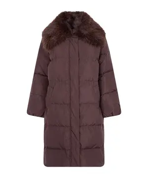 TWINSET Quilted Padded Jacket With Fur Collar - Brown