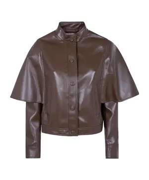 TWINSET Faux-leather Shawl-collar Casual Jacket - Brown