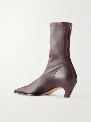 Khaite Solid Color Leather Ankle Boots