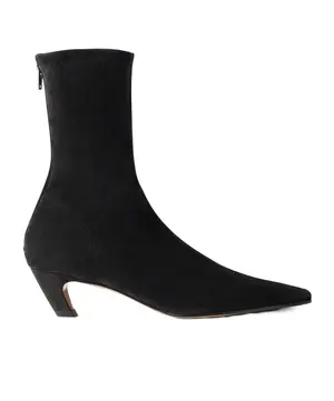 Khaite Suede Ankle Boots - Black