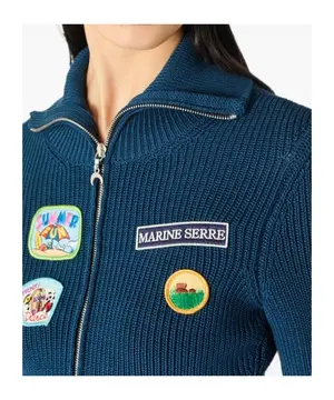MARINE SERRE Deadstock Scout Patches Zip-up Cardigan