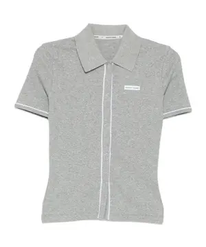 MARINE SERRE Ribbeb Jersey Polo Shirt - Gray