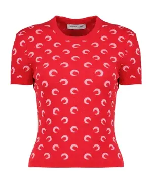 MARINE SERRE Moon Jacquard Knit Top